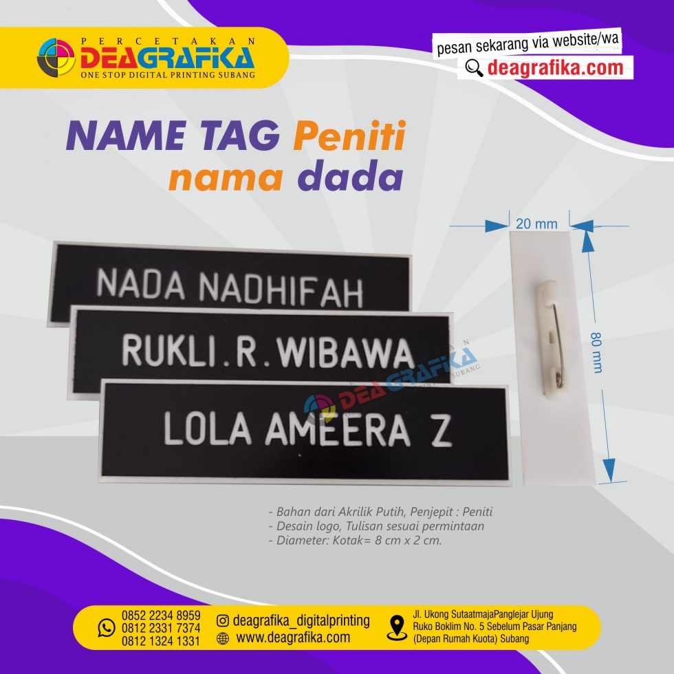 Name Tag Peniti - DEA GRAFIKA
