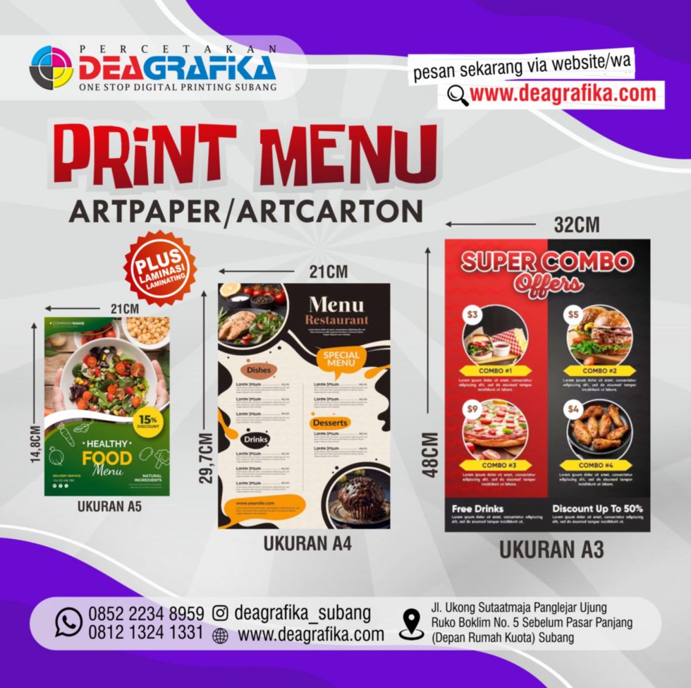PRINT MENU A3, A4, A5 - DEA GRAFIKA