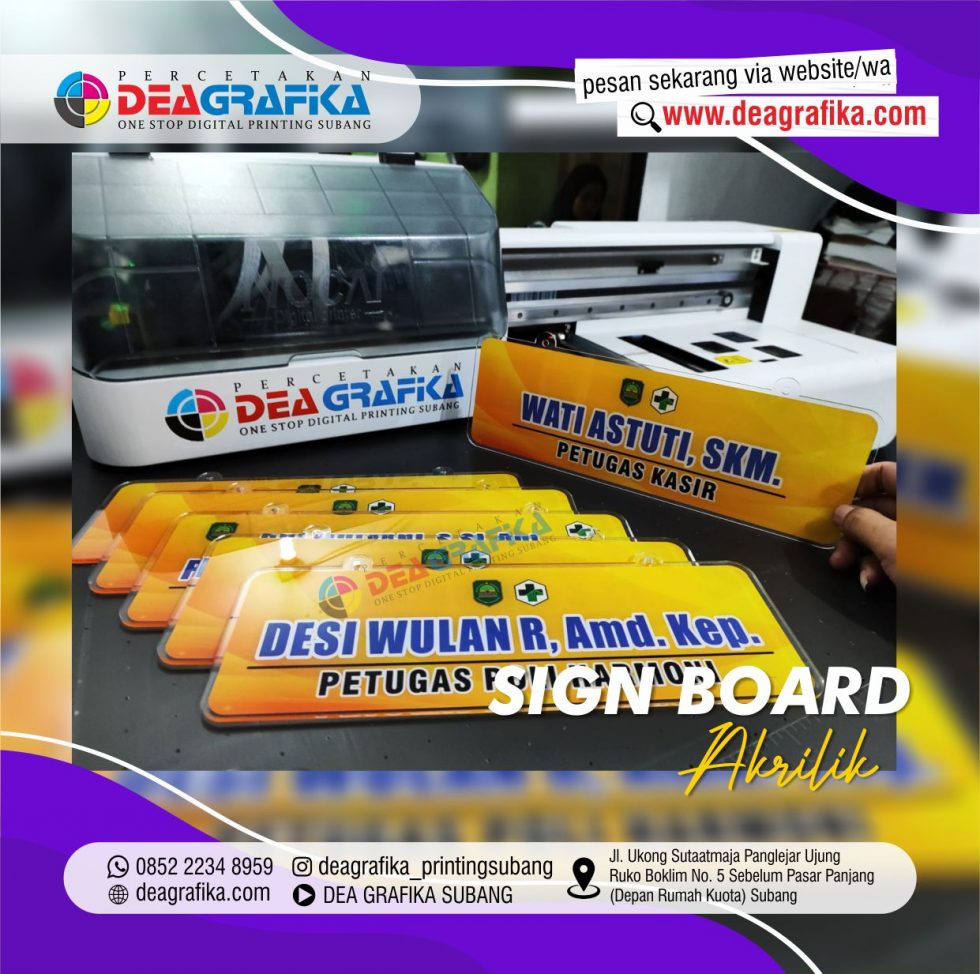 Sign Board Akrilik Ruangan - DEA GRAFIKA