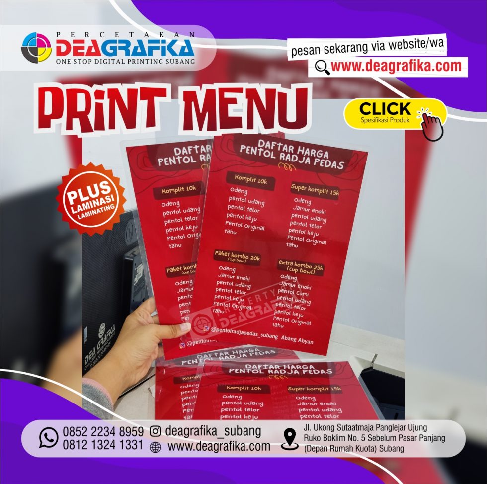 CETAK PRINT MENU A4 - DEA GRAFIKA